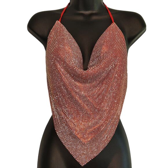 Lydia | Tops | Lydia Mesh Halter Top Red One Size Fits All | Poshmark